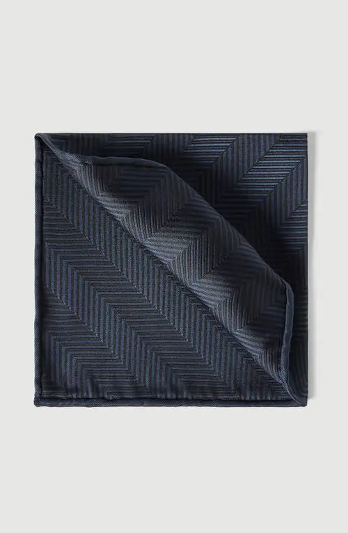 Brunello Cucinelli Silk Chevron Pocket Square - Blue