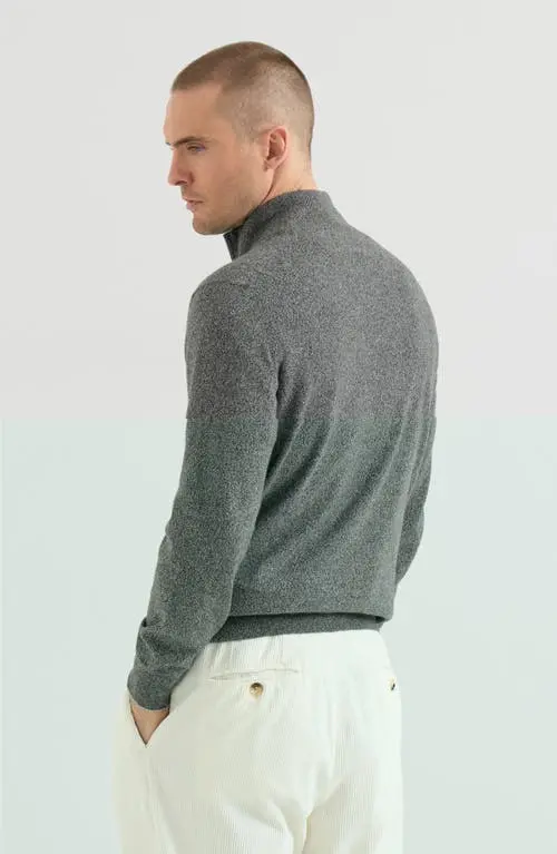 Brunello Cucinelli Mouliné Cashmere Half-zip Sweater - Dark Grey