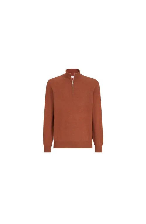 Brunello Cucinelli Mouliné Cashmere Half-zip Sweater