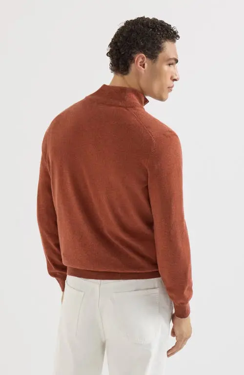 Brunello Cucinelli Mouliné Cashmere Half-zip Sweater