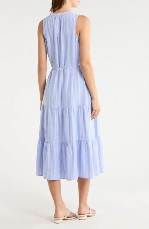 Tommy Bahama Sea Salt Bay Stripe Linen Blend Midi Dress - Grape Pools