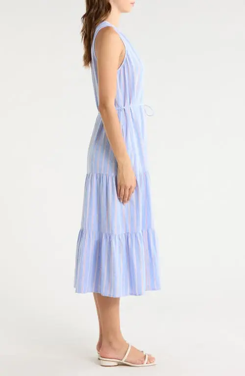 Tommy Bahama Sea Salt Bay Stripe Linen Blend Midi Dress