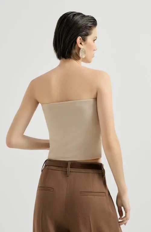 Brunello Cucinelli Stretch Cotton Jersey Bandeau Top - Sand