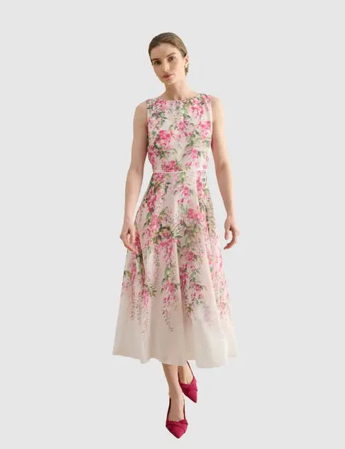 HOBBS LONDON Floral Fit And Flare Midi Dress - Ivorymulti