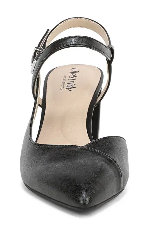 LIFESTRIDE Raelynn Slingback D'orsay Pointed Toe Pump With Block Heel - Black