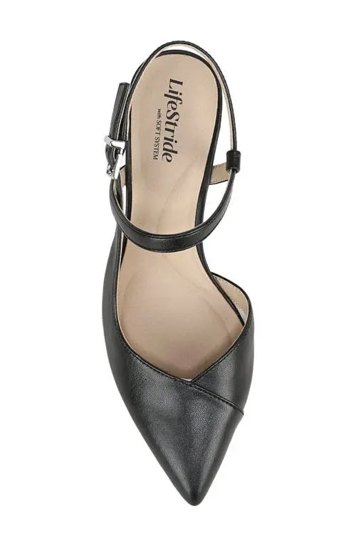LIFESTRIDE Raelynn Slingback D'orsay Pointed Toe Pump With Block Heel - Black