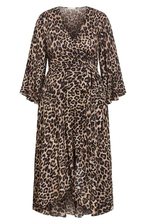 City Chic Eva Long Sleeve Wrap Maxi Dress