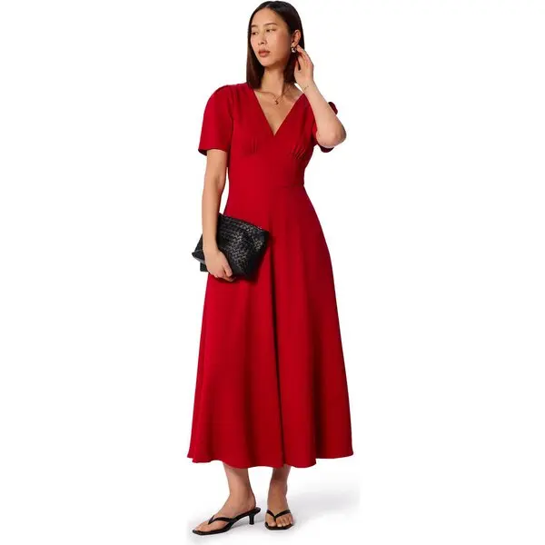 Whistles V-neck Panel Maxi Dress - Red