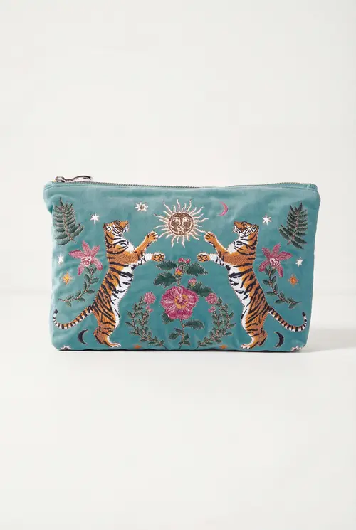 ELIZABETH SCARLETT Celestial Tiger Velvet Pouch