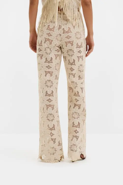 MALINA Natalina Guipure Lace Pants