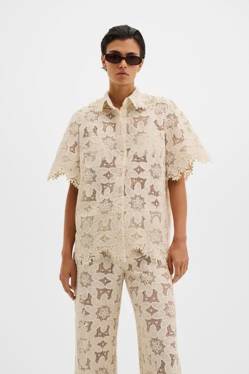 MALINA Ari Guipure Lace Shirt