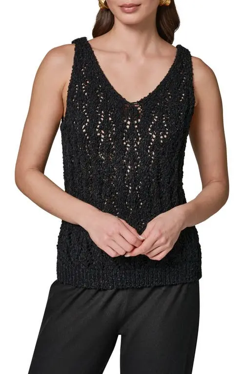 Donna Karan New York Double V-neck Open Stitch Sweater Vest - Black