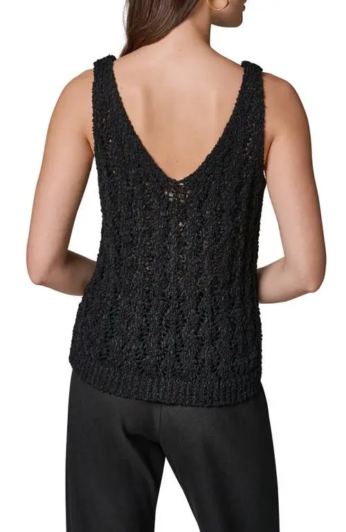 Donna Karan New York Double V-neck Open Stitch Sweater Vest - Black
