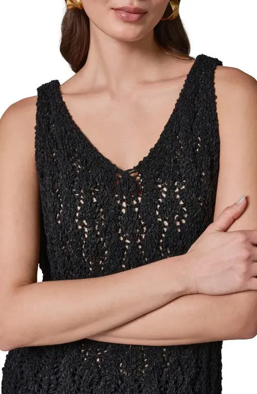 Donna Karan New York Double V-neck Open Stitch Sweater Vest - Black