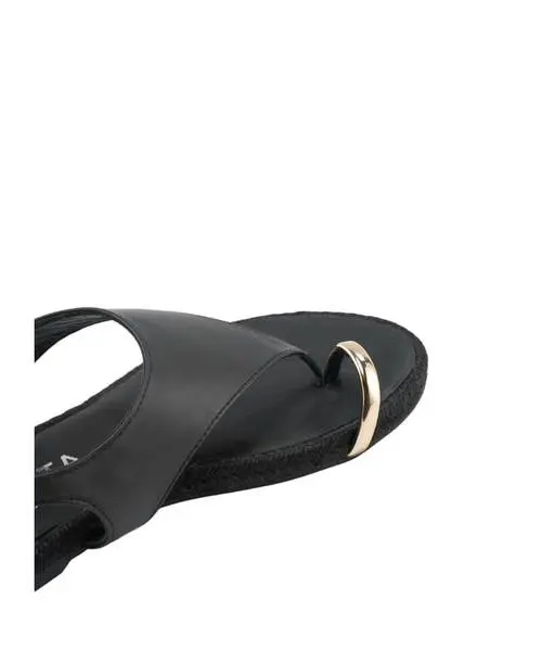 VISCATA Delmar Leather Flat Sandals With Metallic Toe Detail