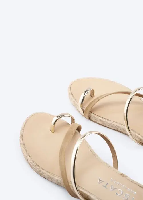 VISCATA Miramar Suede Espadrille Sandal Flats - Camel