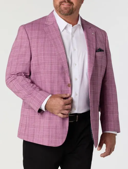 OAK HILL BY DXL Vibrant Plaid Sport Coat - Berry