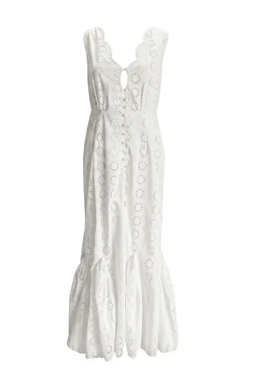 BRUNNA.CO Seruni Embroidered Mermaid Maxi Dress - White