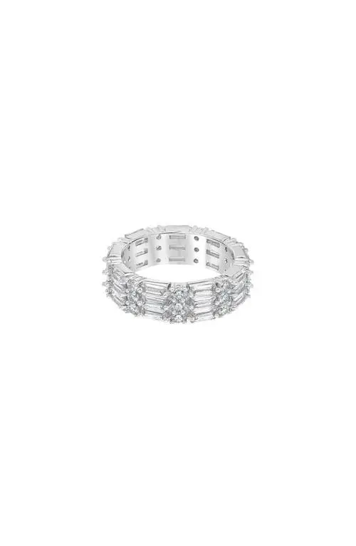 BEARFRUIT JEWELRY Janette Textured Cubic Zirconia Band Ring - Silver