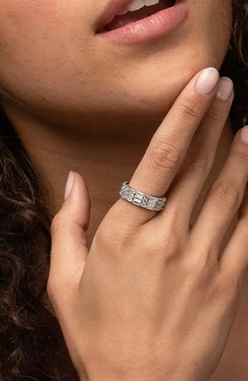 BEARFRUIT JEWELRY Janette Textured Cubic Zirconia Band Ring