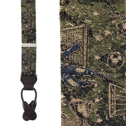 Trafalgar World's Champion Goal Soccer Novelety Button End Suspenders - Green