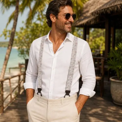 Trafalgar Beach Get A Way Silk Novelty Button End Suspenders