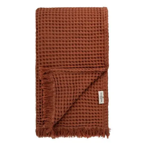 OLIVIERA HOME Waffle Turkish Cotton Blanket - Brown
