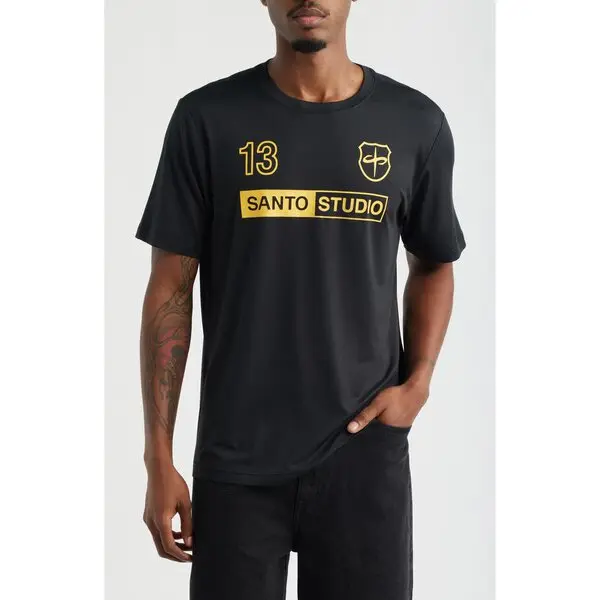 SANTO STUDIO Santo Futbol Tech Logo Graphic T-shirt - Black