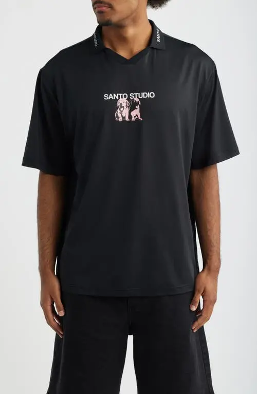 SANTO STUDIO Thugs Need Hugs Polo - Black