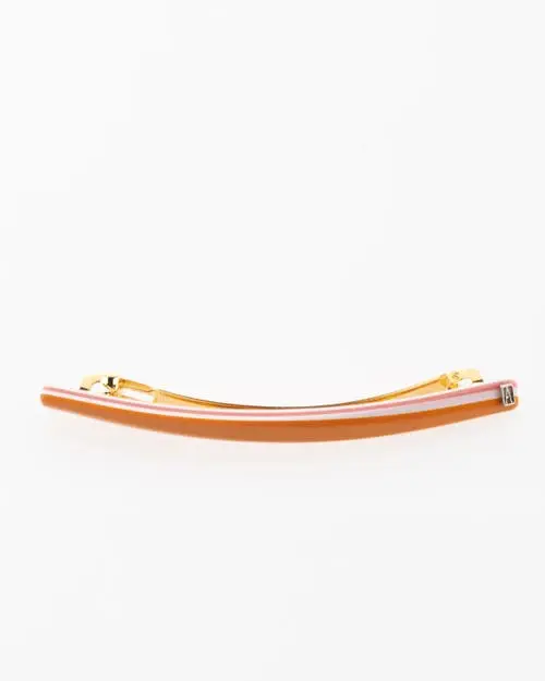 Alexandre De Paris Thin Stripes Acetate Barrette - Orange