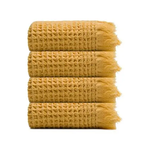 OLIVIERA HOME Waffle Turkish Cotton Kitchen & Guest Towelset Of 4 - Yellow