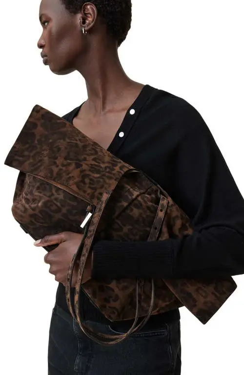 ALLSAINTS Ara Leopard Print Leather Tote