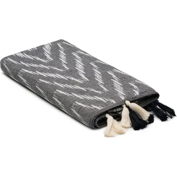 OLIVIERA HOME Chevron Loom Turkish Cotton Towel & Throw - Black