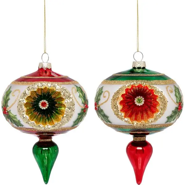 MARK ROBERTS Holly Berry Finial Ornament - Red