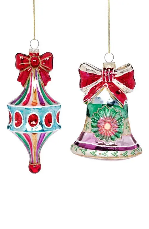 MARK ROBERTS Festive Bell With Bow Ornament - Red