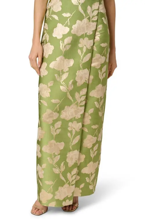 Aidan Mattox Strapless Metallic Floral Jacquard Column Gown
