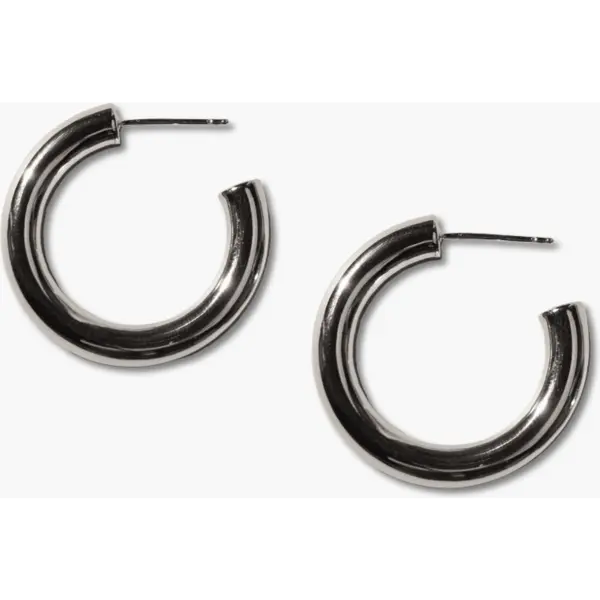 81026256 Hollow Statement Hoop Earrings - Silver