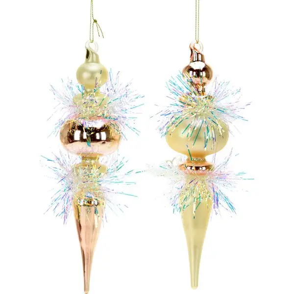 MARK ROBERTS Iridescent Pastel Icicles Ornament - Amber
