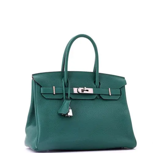 Hermès Birkin Handbag 30 Clemence Leather - Malachite