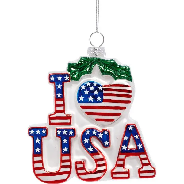 MARK ROBERTS Patriotic I Love Usa Ornament - Red