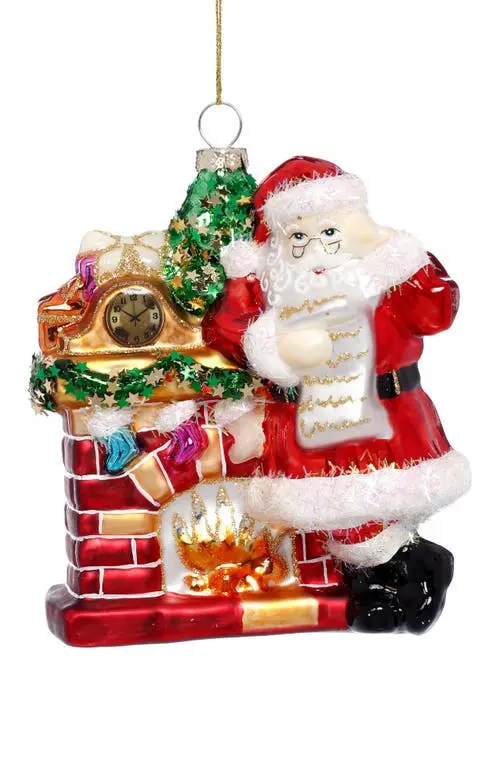 MARK ROBERTS Santa Fireplace Ornament - Red