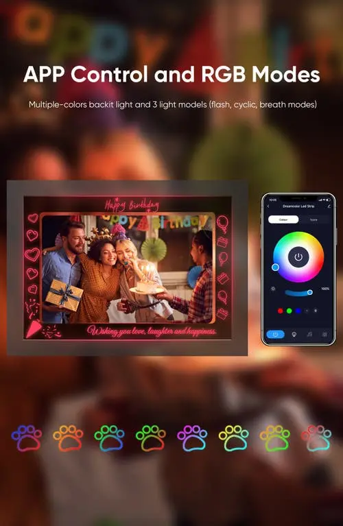 ECO4LIFE Wifi Rgb Lighting Digital Photo Frame 10.1