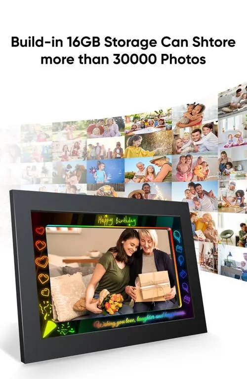 ECO4LIFE Wifi Rgb Lighting Digital Photo Frame 10.1