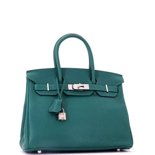 Hermès Birkin 30 Clemence With Palladium Hardware - Malachite
