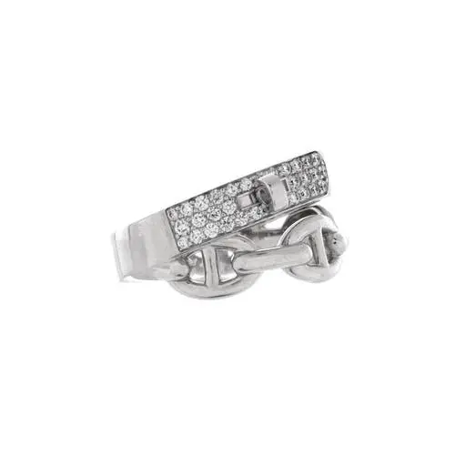 Hermès Kelly Double Tour Ring 18k White Gold With Pave Diamonds