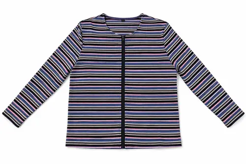 RIFF Striped Long-sleeve Zip Tee - Denim Stone