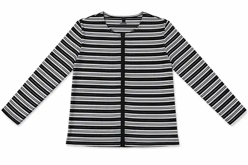 RIFF Striped Long-sleeve Zip Tee - White Black