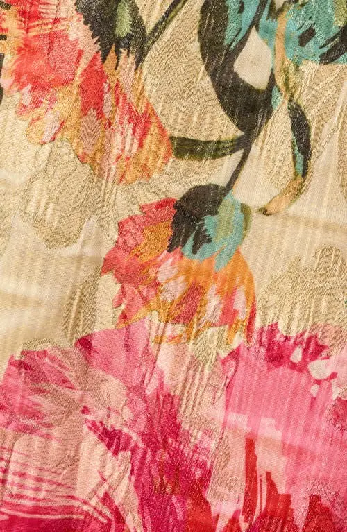 Aidan Mattox Metallic Floral Jacquard Halter Neck Gown