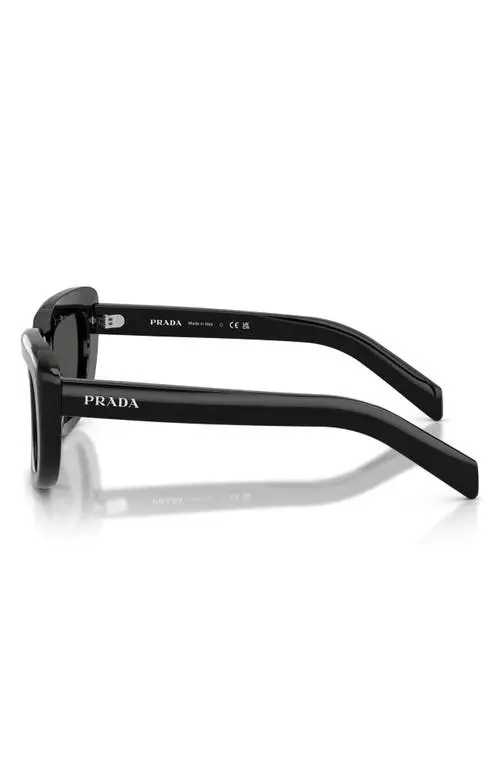 Prada 54mm Rectangular Sunglasses - Black/dark Grey
