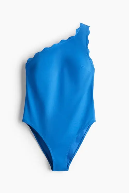 H&m Padded-cup One-shoulder Swimsuit - Blue